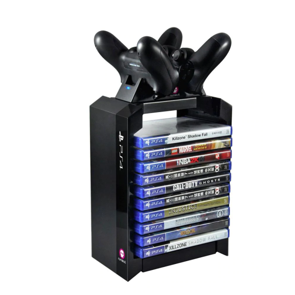 OFFICIAL SONY PLAYSTATION 4 PS4 GAMES STORAGE TOWER + DUAL CHARGER ...